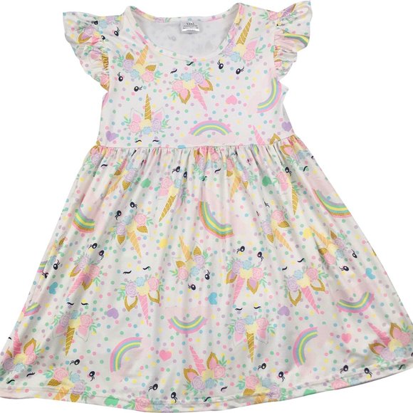 Bny Corner | Dresses | Little Girl Dress Kids Unicorn Rainbow Party ...